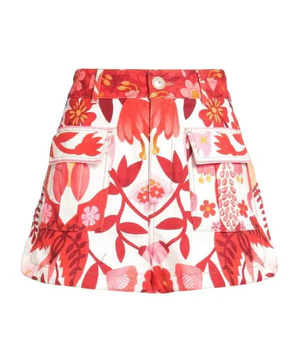 Farm Rio Floral Print Gabardine Hot Pants