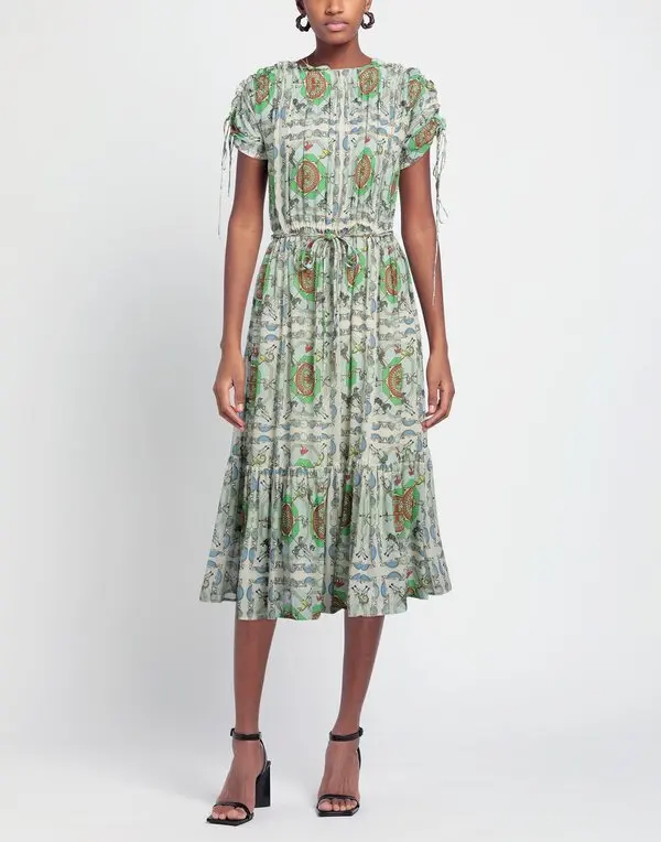 Tory Burch Printed Crepe Short Sleeve Dress