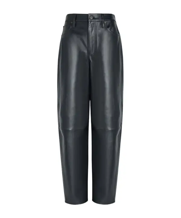 FRAME The Leather Neat Barrel-leg Leather Trousers