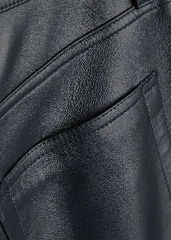 FRAME The Leather Neat Barrel-leg Leather Trousers