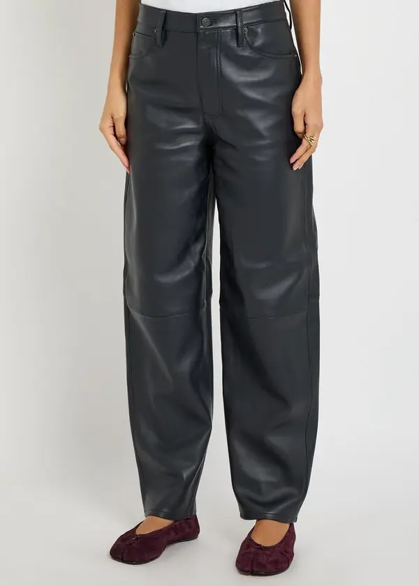 FRAME The Leather Neat Barrel-leg Leather Trousers