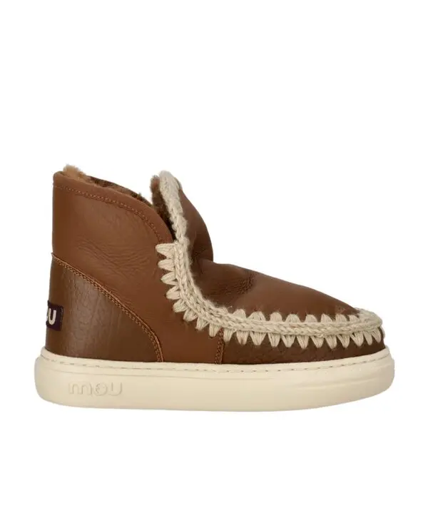 Mou Sewing Detail Round Head Short Boots