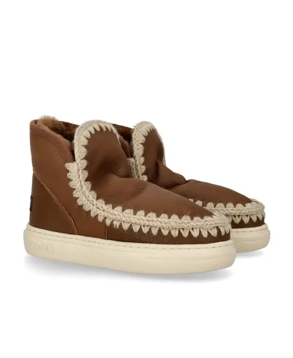 Mou Sewing Detail Round Head Short Boots
