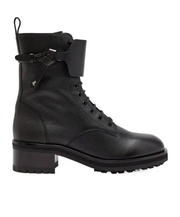 JIMMY CHOO Rosabel 50 Grained Leather Ankle Boots - Black