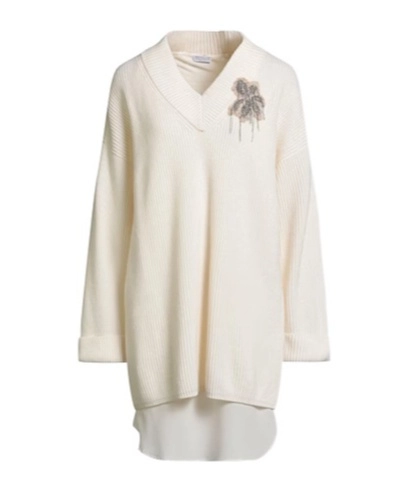 Brunello Cucinelli Cashmere Appliqué V-neck Dress