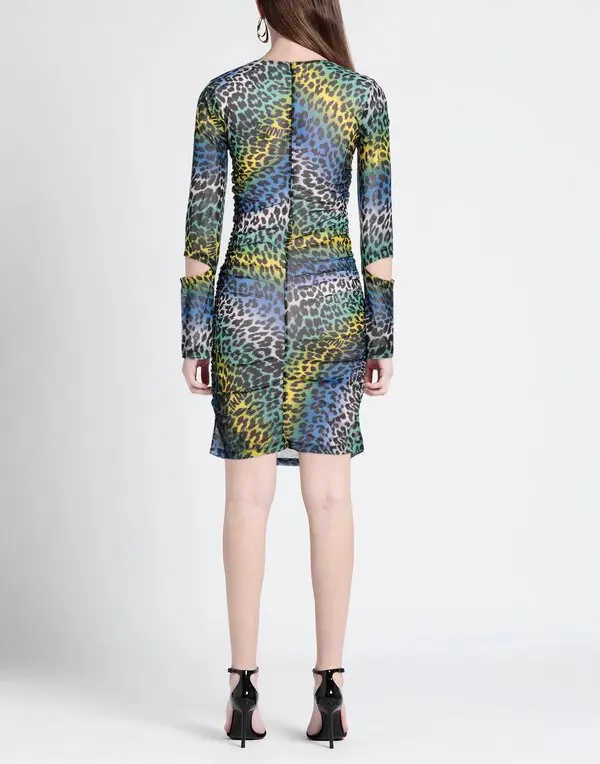GANNI Leopard Print Mesh Cut-out Dress