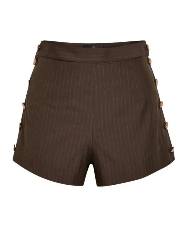 VIVIENNE WESTWOOD Elle Button Detail Pinstripe Cotton Shorts - Green