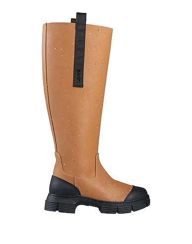 GANNI Knee High Rubber Boots With Logo Detail