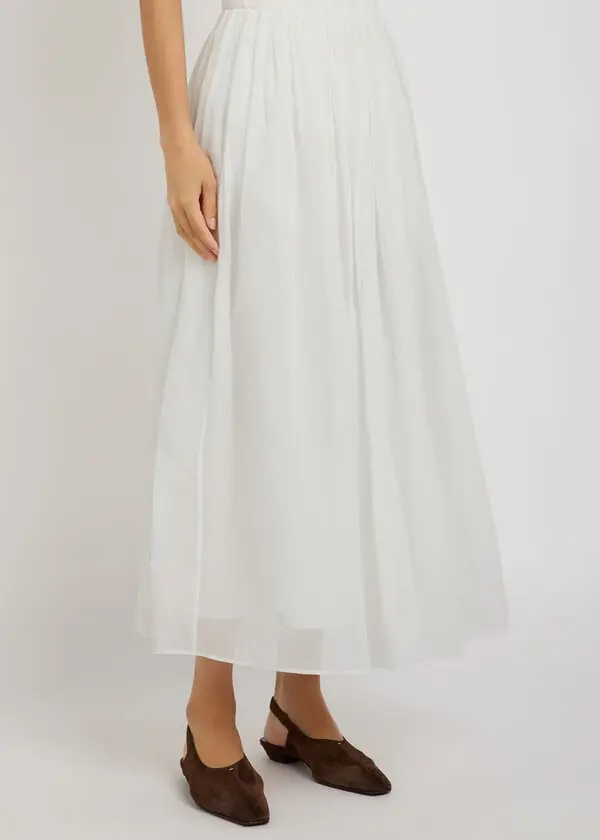 Brunello Cucinelli Gathered Cotton Midi Skirt