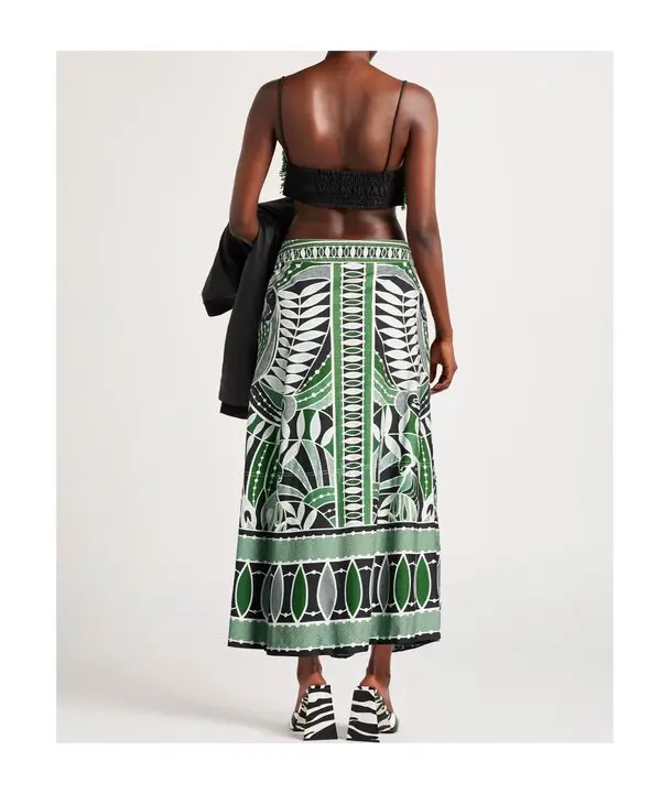 Farm Rio Printed Midi Skirt With Flared Hem