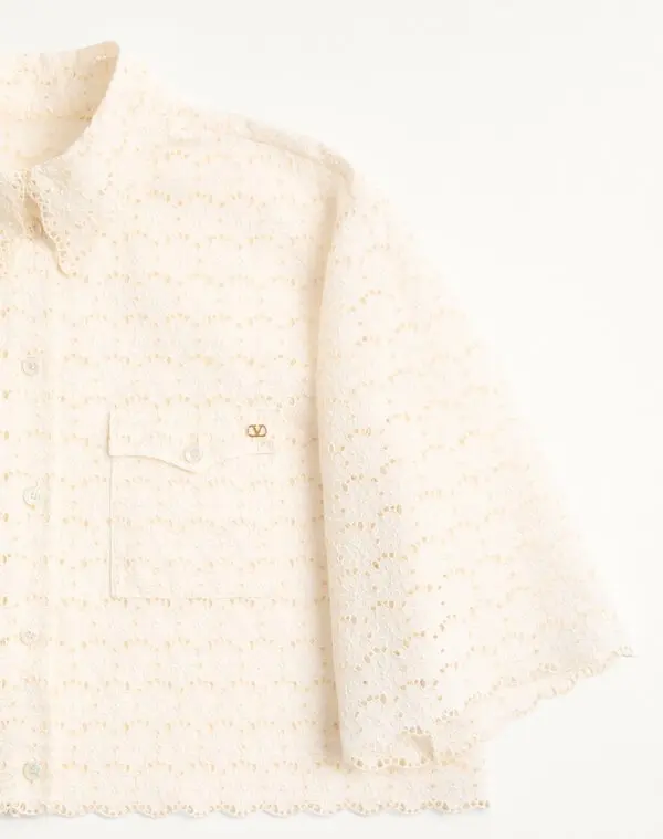 Valentino Garavani Micro Cotton Fleurs A Jour Shirt