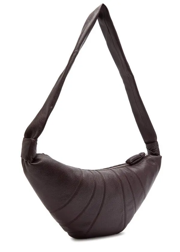 LEMAIRE Croissant Medium Grained Leather Shoulder Bag - Black