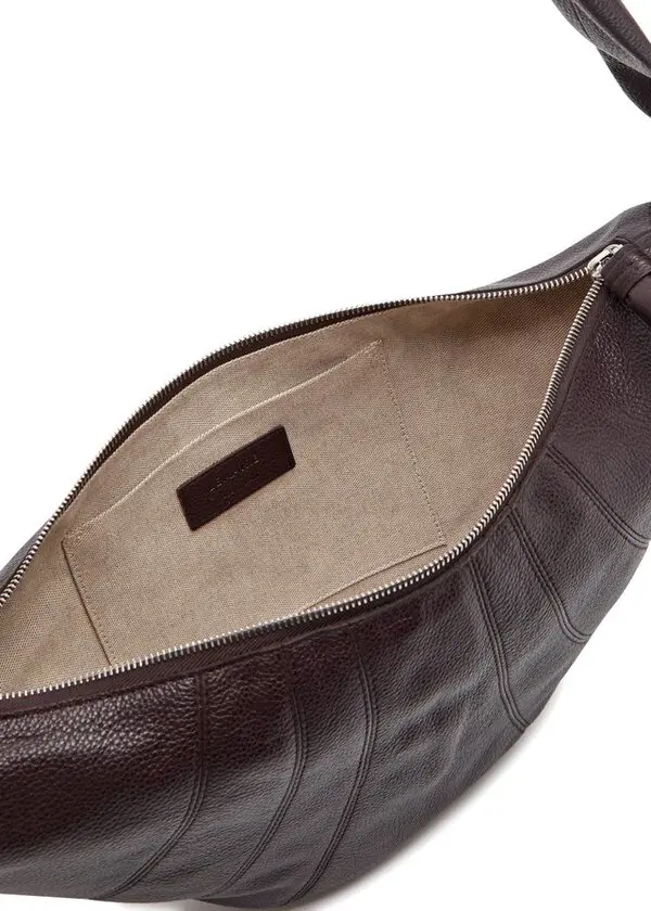 LEMAIRE Croissant Medium Grained Leather Shoulder Bag - Black