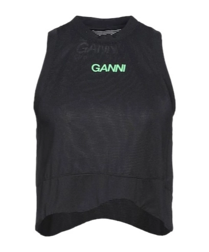 GANNI Sleeveless Cropped Jersey Top With Crewneck - Black