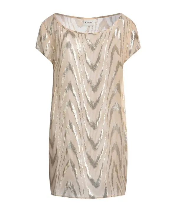GANNI Short Sleeve Two-tone Metallic Dress