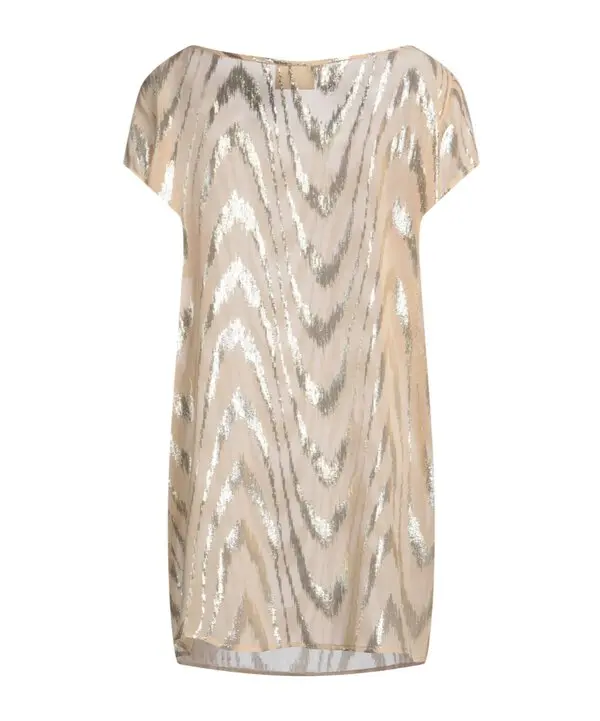 GANNI Short Sleeve Two-tone Metallic Dress