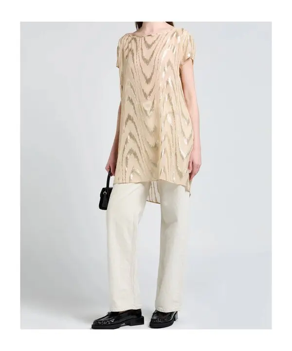 GANNI Short Sleeve Two-tone Metallic Dress