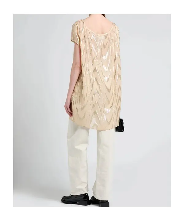 GANNI Short Sleeve Two-tone Metallic Dress