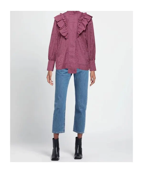 GANNI Plaid Long-sleeved Cover-up