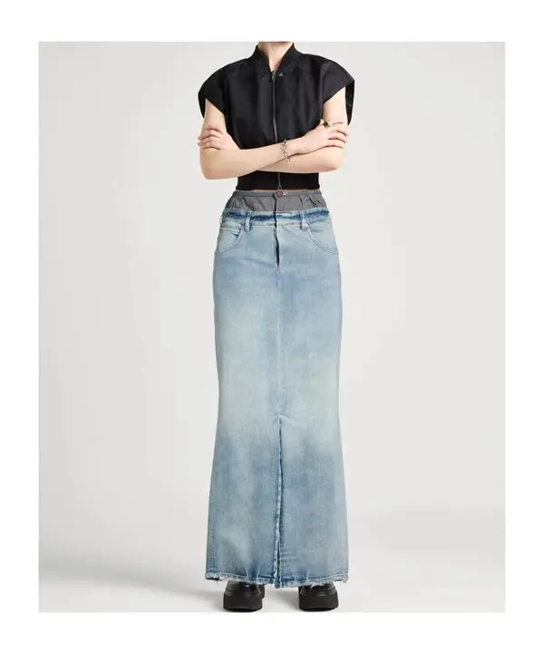 MAISON MARGIELA Light Wash Denim Umbrella Skirt