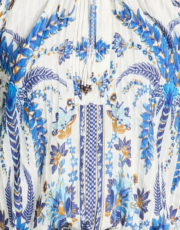 Farm Rio Long-sleeved Tie Neck Printed Blouse