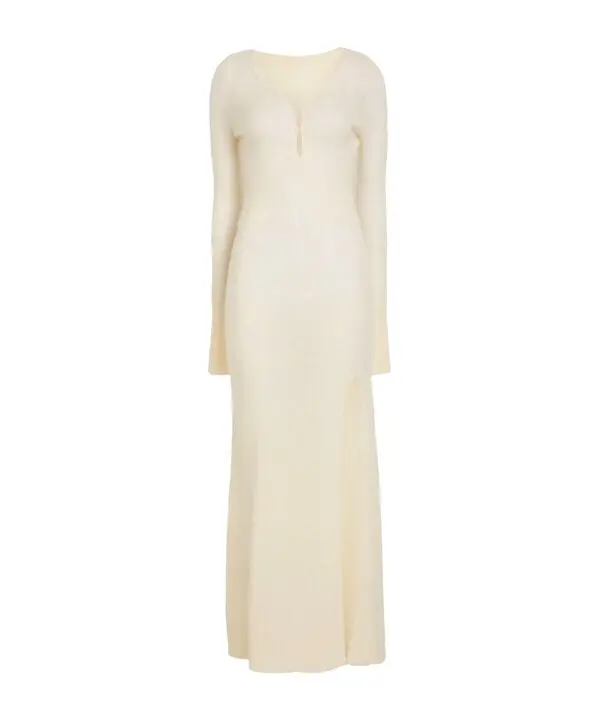 Jacquemus V-neck Long Sleeve Maxi Dress With Side Slit
