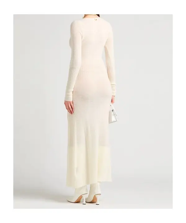 Jacquemus V-neck Long Sleeve Maxi Dress With Side Slit