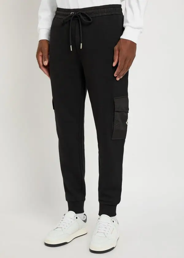 Moncler Cotton-blend Cargo Sweatpants With Appliqué Logo