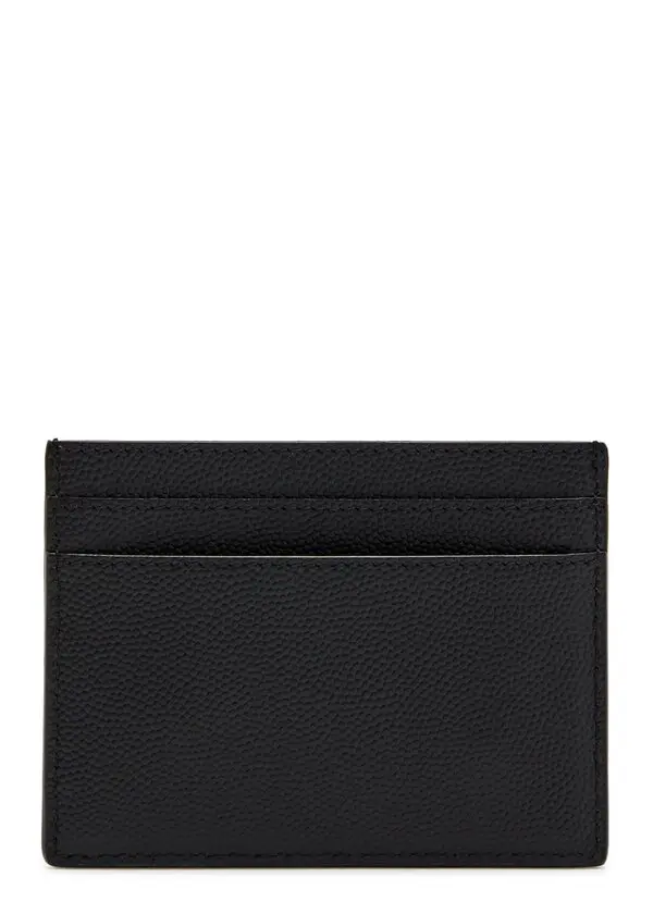 Saint Laurent Logo Pebbled Leather Card Holder
