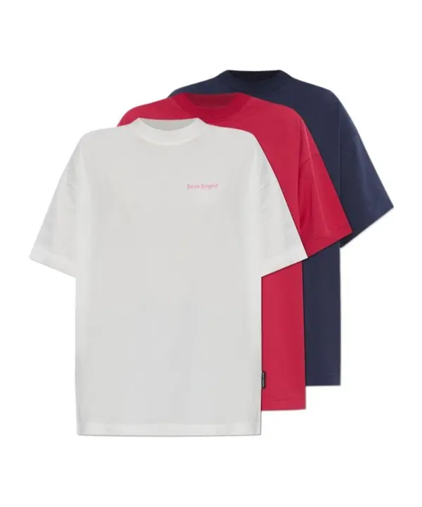Palm Angels Logo Embroidered Three Packs Of T-shirts - White