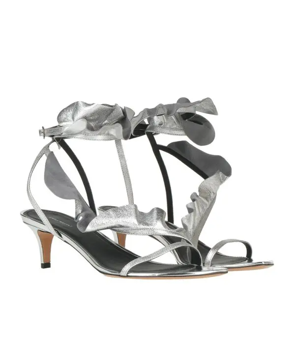 Isabel Marant Étoile Silver Round-toe Leather Sandals