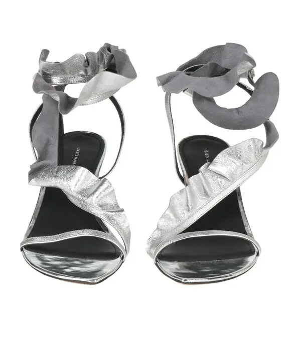 Isabel Marant Étoile Silver Round-toe Leather Sandals