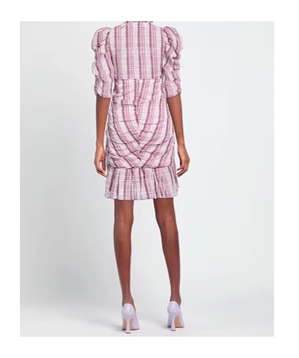 Isabel Marant Étoile Gathered Tartan Square Neck Dress