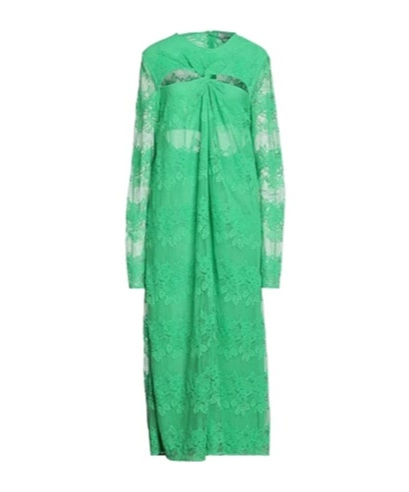 GANNI Lace Long Sleeve Maxi Dress With Front Slit
