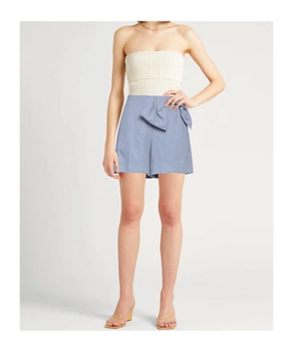 Chloé Bow Detail High Waisted Shorts - Blue