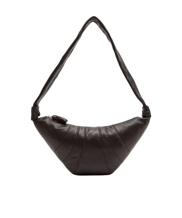 LEMAIRE Croissant Medium Grained Leather Shoulder Bag - Black