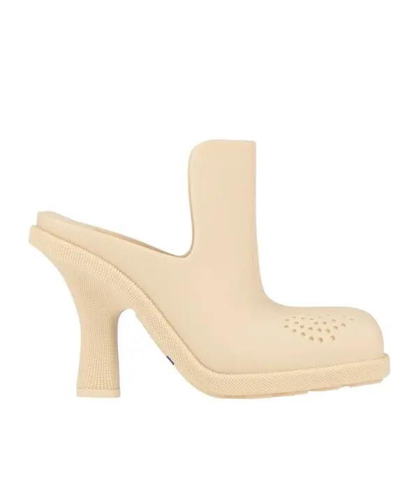 Burberry Pointed Toe Mules With Logo Appliqu - Nude
