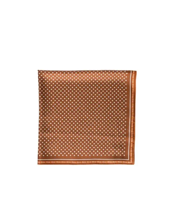Miu Miu Printed Silk Scarf - Brown