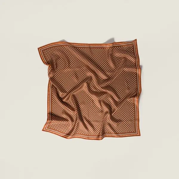 Miu Miu Printed Silk Scarf - Brown