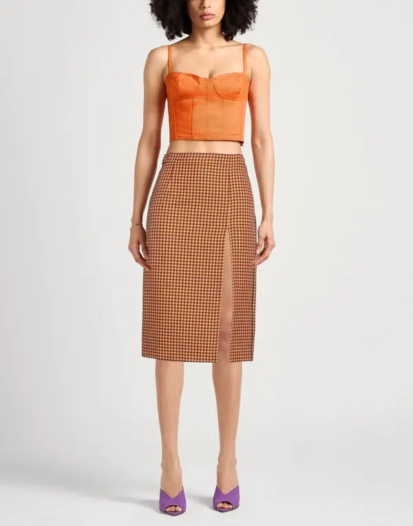 Marni Plaid Wool-blend Midi Skirt