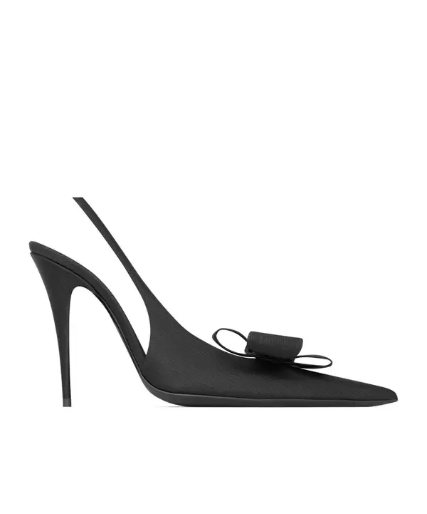 Saint Laurent Tea Slingback Pumps In Satin With Bow Embellishment