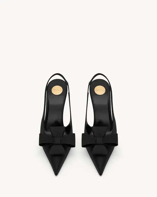 Saint Laurent Tea Slingback Pumps In Satin With Bow Embellishment