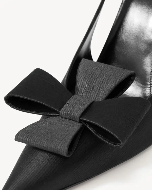 Saint Laurent Tea Slingback Pumps In Satin With Bow Embellishment