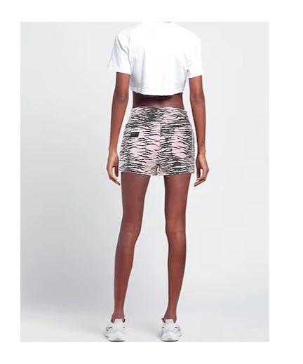 GANNI High Waisted Tiger Print Denim Shorts