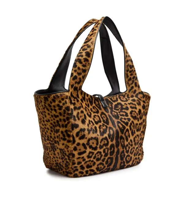 Saint Laurent Le 5 À 7 Bea Leopard-print Calf-hair Tote