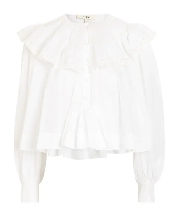 Chloé Ruffled Cotton Blouse