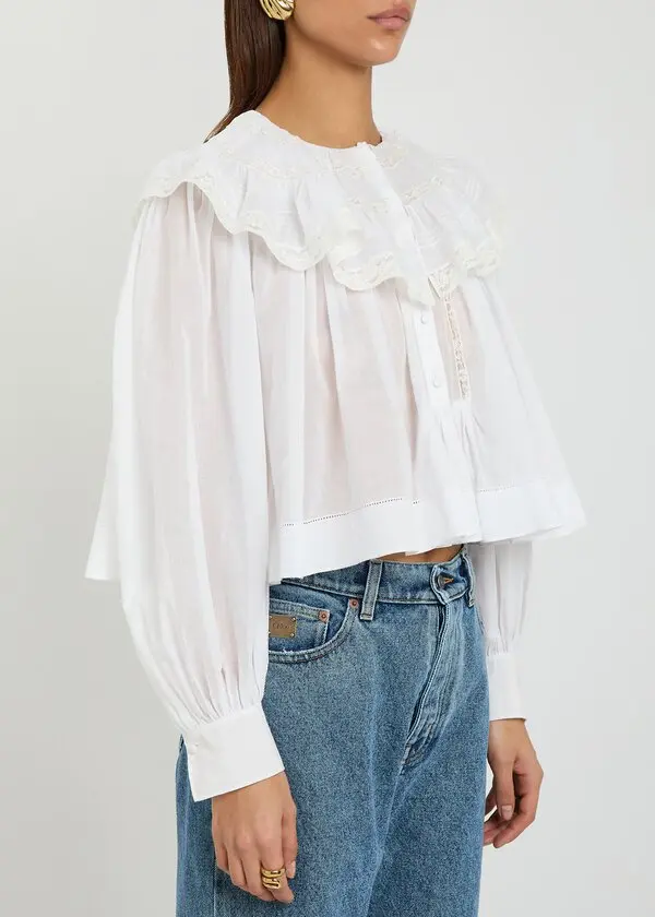 Chloé Ruffled Cotton Blouse
