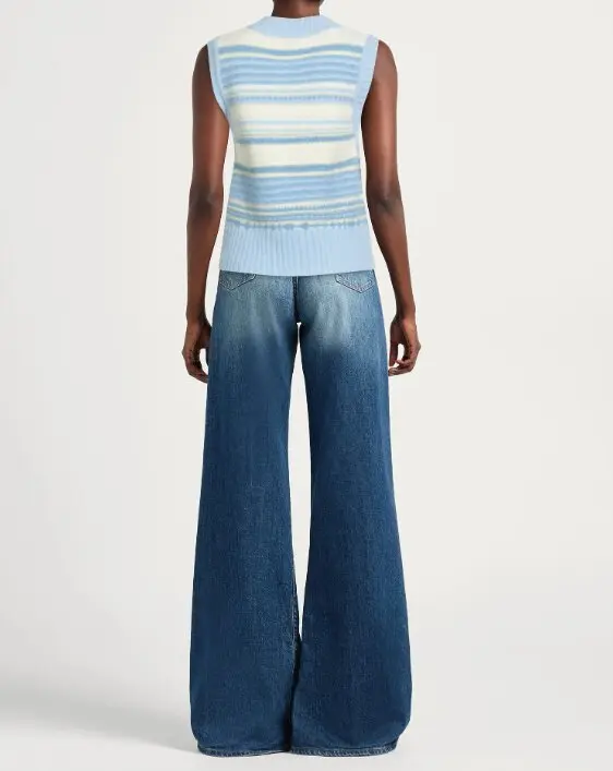 GANNI Sleeveless V-neck Striped Knit Jumper