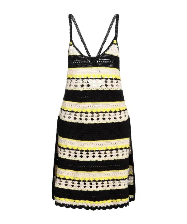 GANNI Striped Knit Maxi Dress With Side Slits