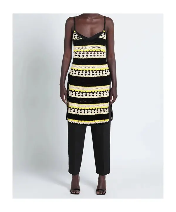 GANNI Striped Knit Maxi Dress With Side Slits